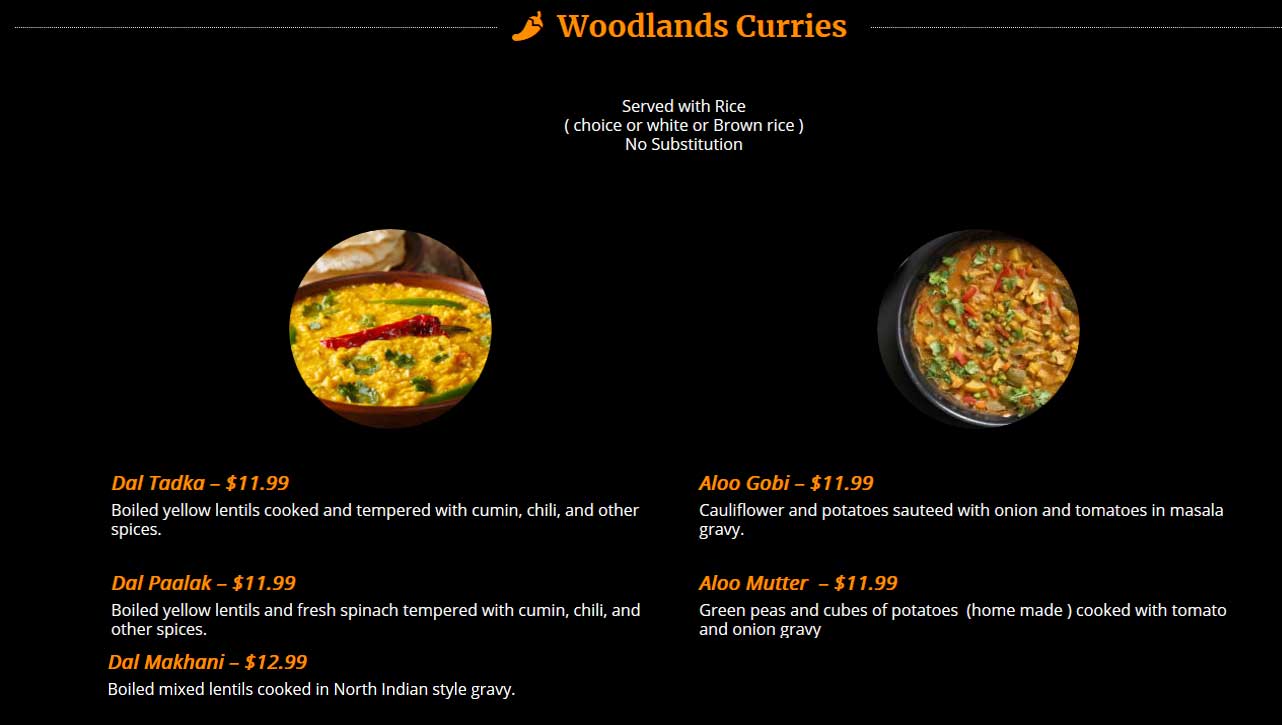 Menu | Woodlands